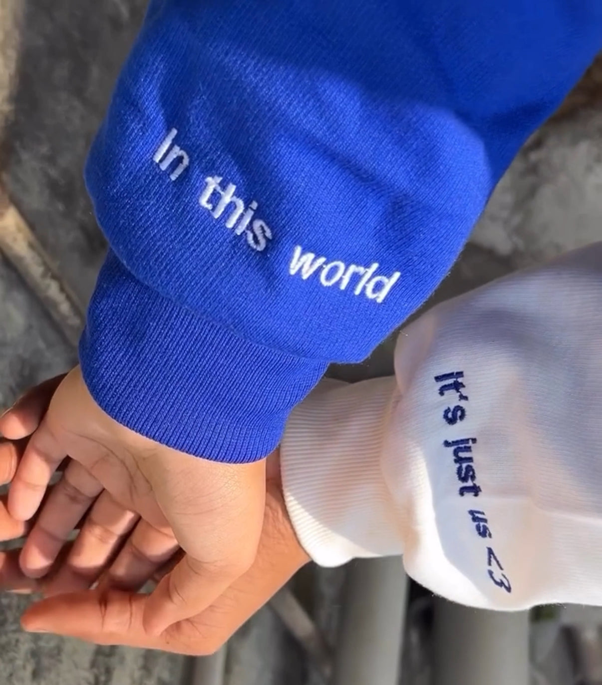 In this World, Its Just Us Sleeve Embroidery Hoodie, Sweatshirt Combo ...